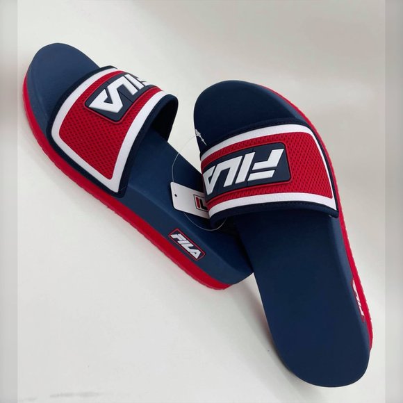 Fila | Shoes | Mens Fila Navy Red White Lunar Slide Slides | Poshmark